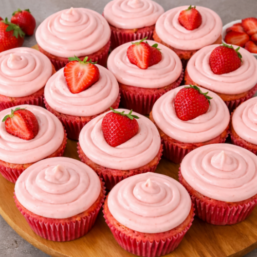 Strawberry Cupcakes - February Cupcake of the Month - The Tinkering ...